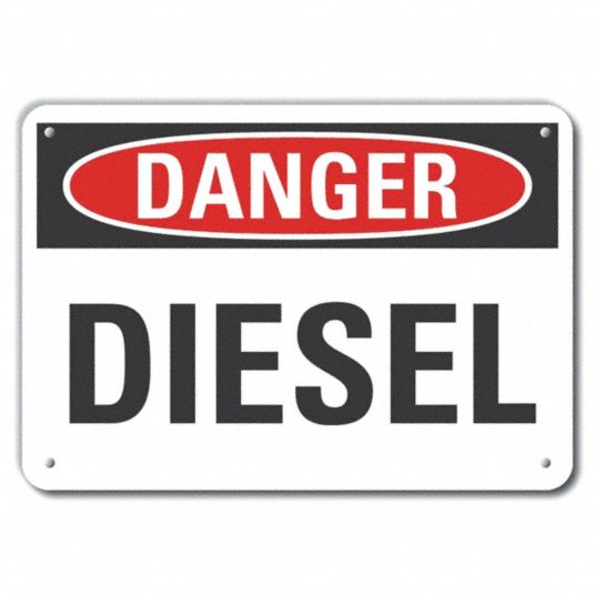 LYLE Plastic Diesel Danger Sign: Plastic, Mounting Holes Sign Mounting ...