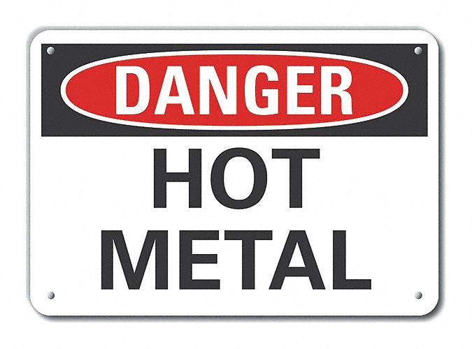 Plastic, Mounting Holes Sign Mounting, Plastic Hot Metal Danger Sign ...