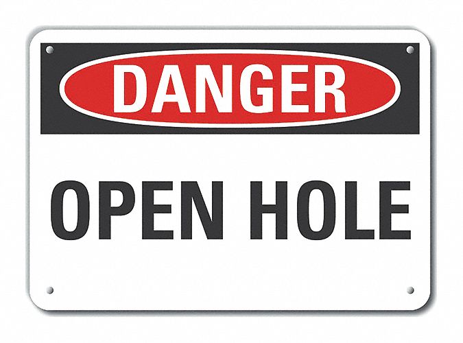 Aluminum, Mounting Holes Sign Mounting, Reflective Open Hole Danger ...