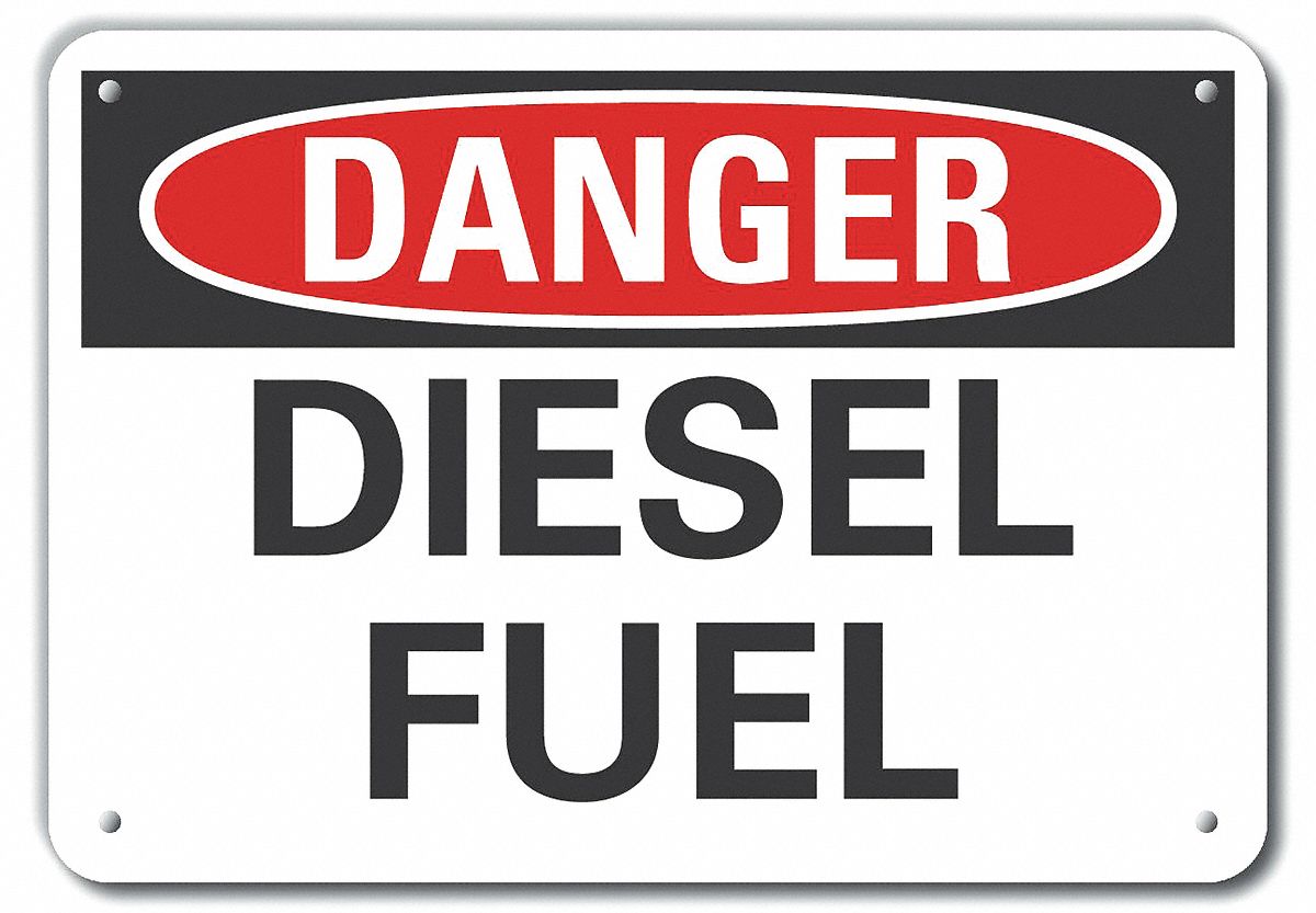 Aluminum, Mounting Holes Sign Mounting, Aluminum Diesel Danger Sign ...