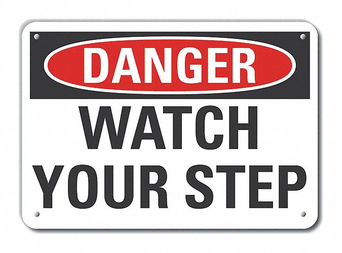 Aluminum, Mounting Holes Sign Mounting, Aluminum Steps Danger Sign ...