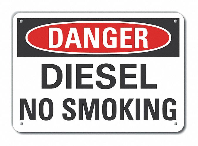 Aluminum, Mounting Holes Sign Mounting, Aluminum Diesel Danger Sign ...