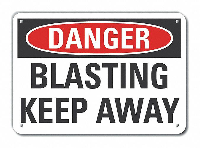 LYLE Plastic Blasting Area Danger Sign, Sign Format Traditional OSHA ...