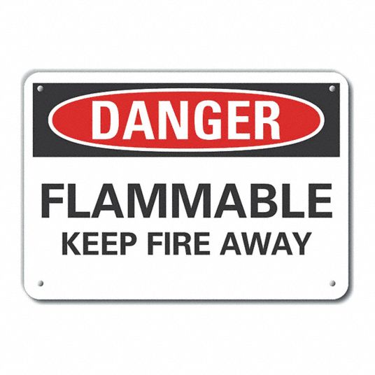 Danger Sign, Flammable Keep Fire Away, Header Danger, Rectangle, 10 in ...