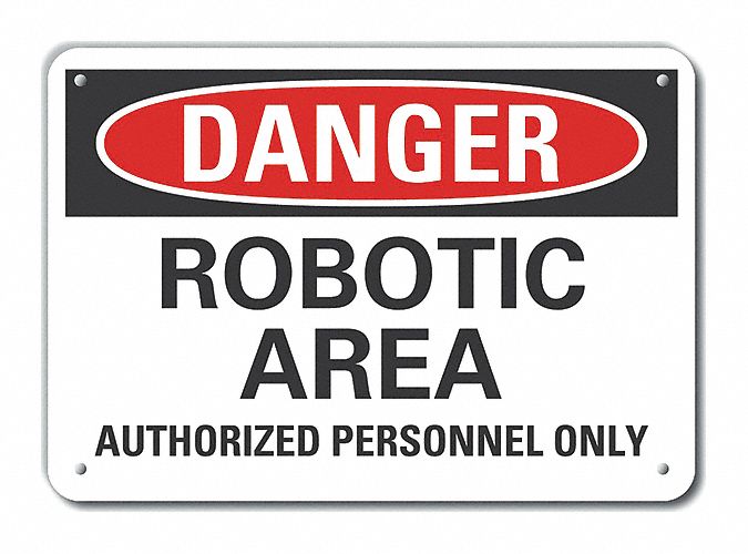 Plastic, Mounting Holes Sign Mounting, Plastic Robot Area Danger Sign ...