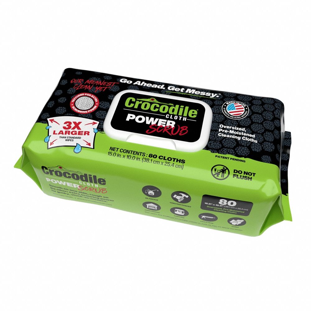 CROCODILE CLOTH, Soft Pack, 80 ct Container Size, Wet Cleaning Wipes ...