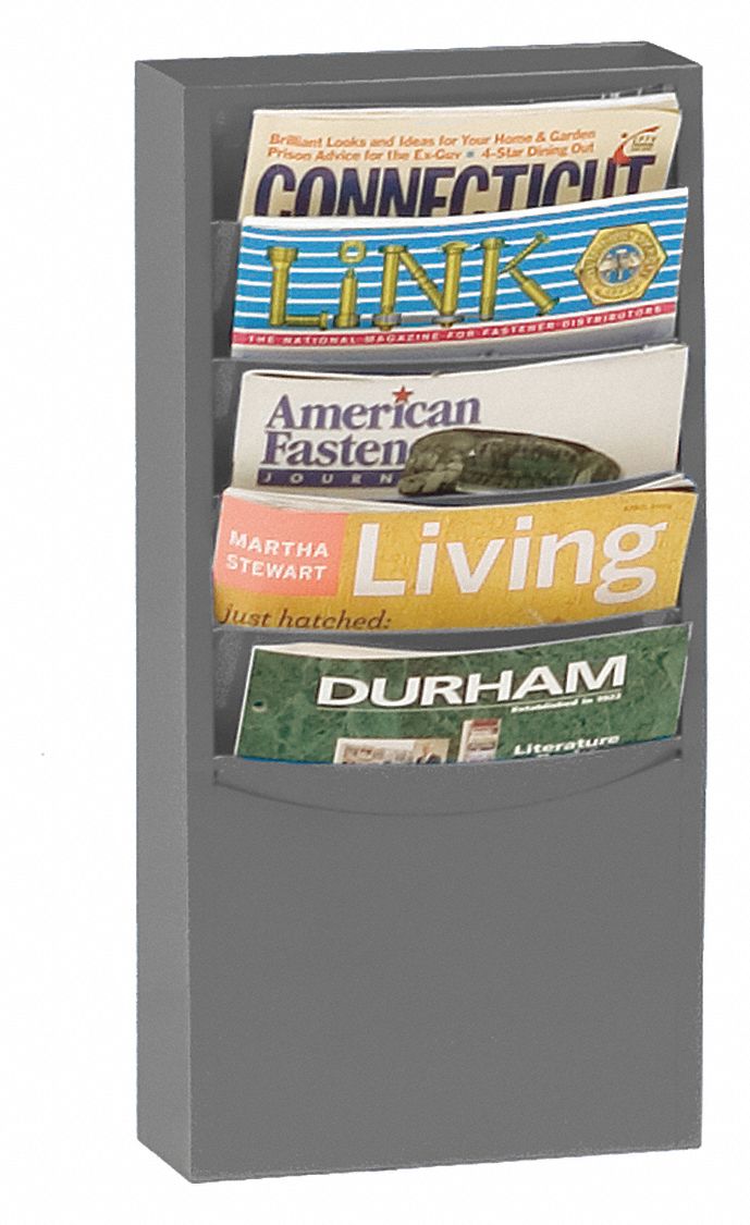DURHAM MFG, 5 Compartments, Gray, Literature Rack - 656N50|403-95 ...