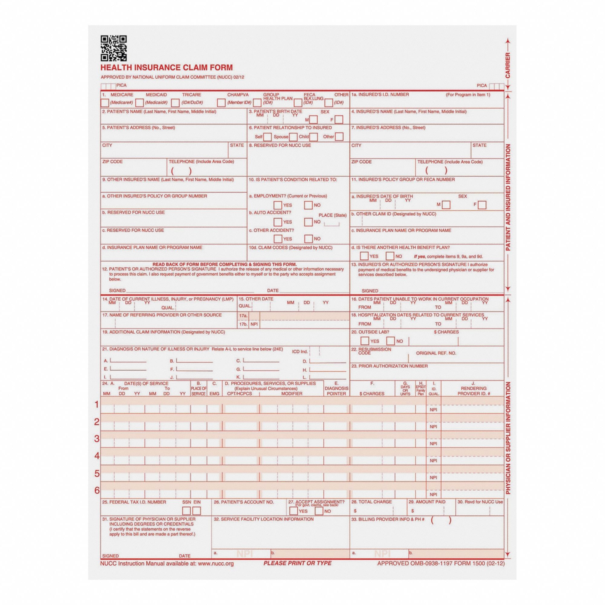 COMPLYRIGHT, CMS-1500, 250, Health Insurance Claim Form - 870VR8 ...