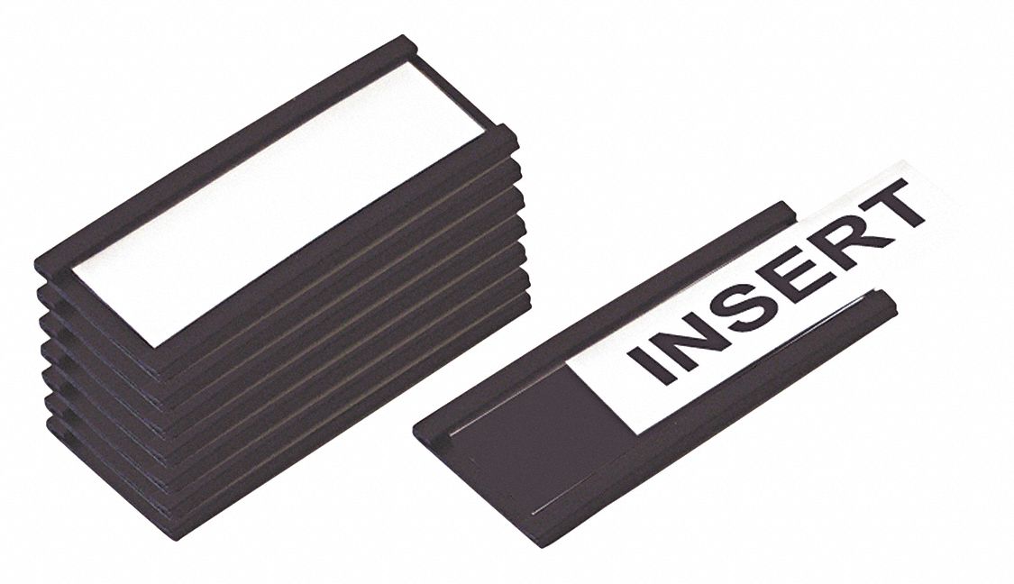 Magnetic Data Cards,6"x2",Black,PK10 - Grainger