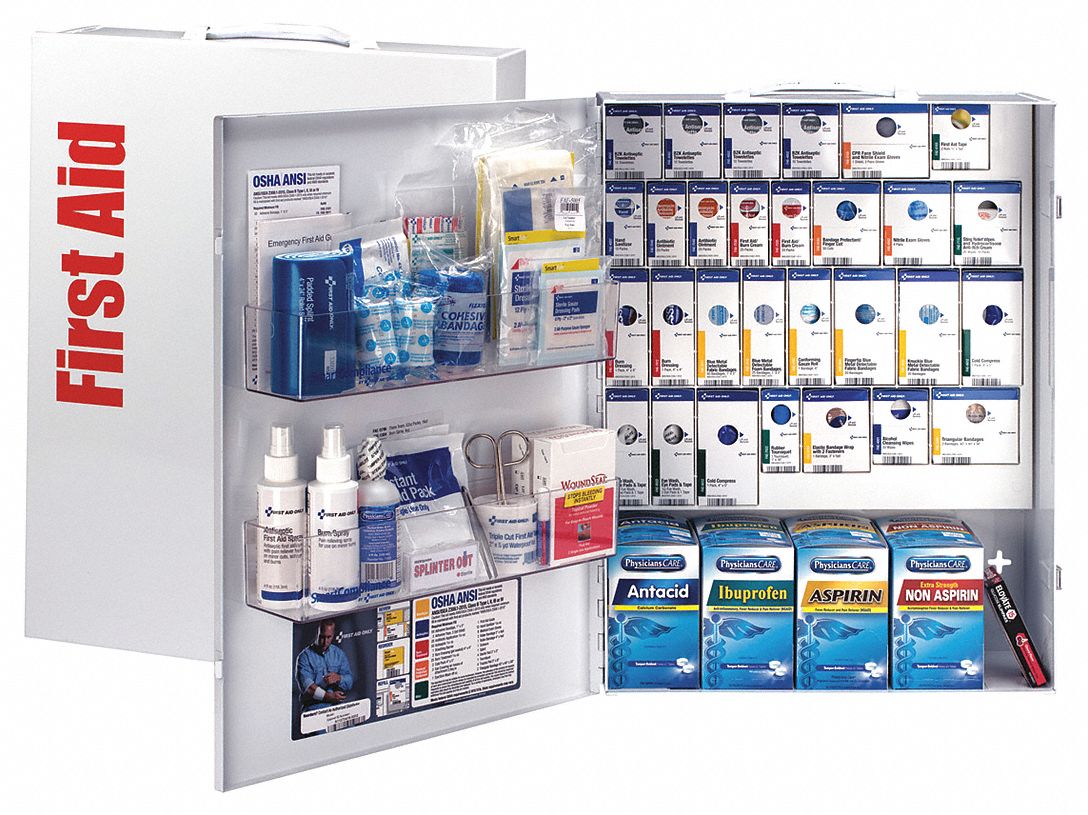 FIRST AID ONLY First Aid Cabinet, Cabinet, Metal, Industrial, 200 ...