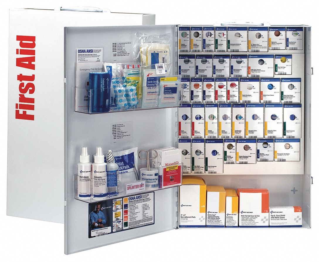 FIRST AID ONLY First Aid Cabinet, Cabinet, Metal, Industrial, 200 ...