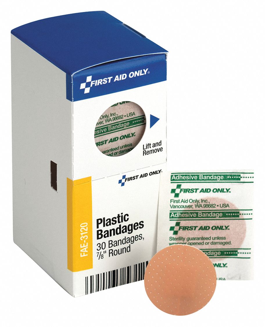 FIRST AID ONLY, 1 1/4 in Wd, 1 7/8 in Lg, Adhesive Bandage - 65DG17|FAE ...