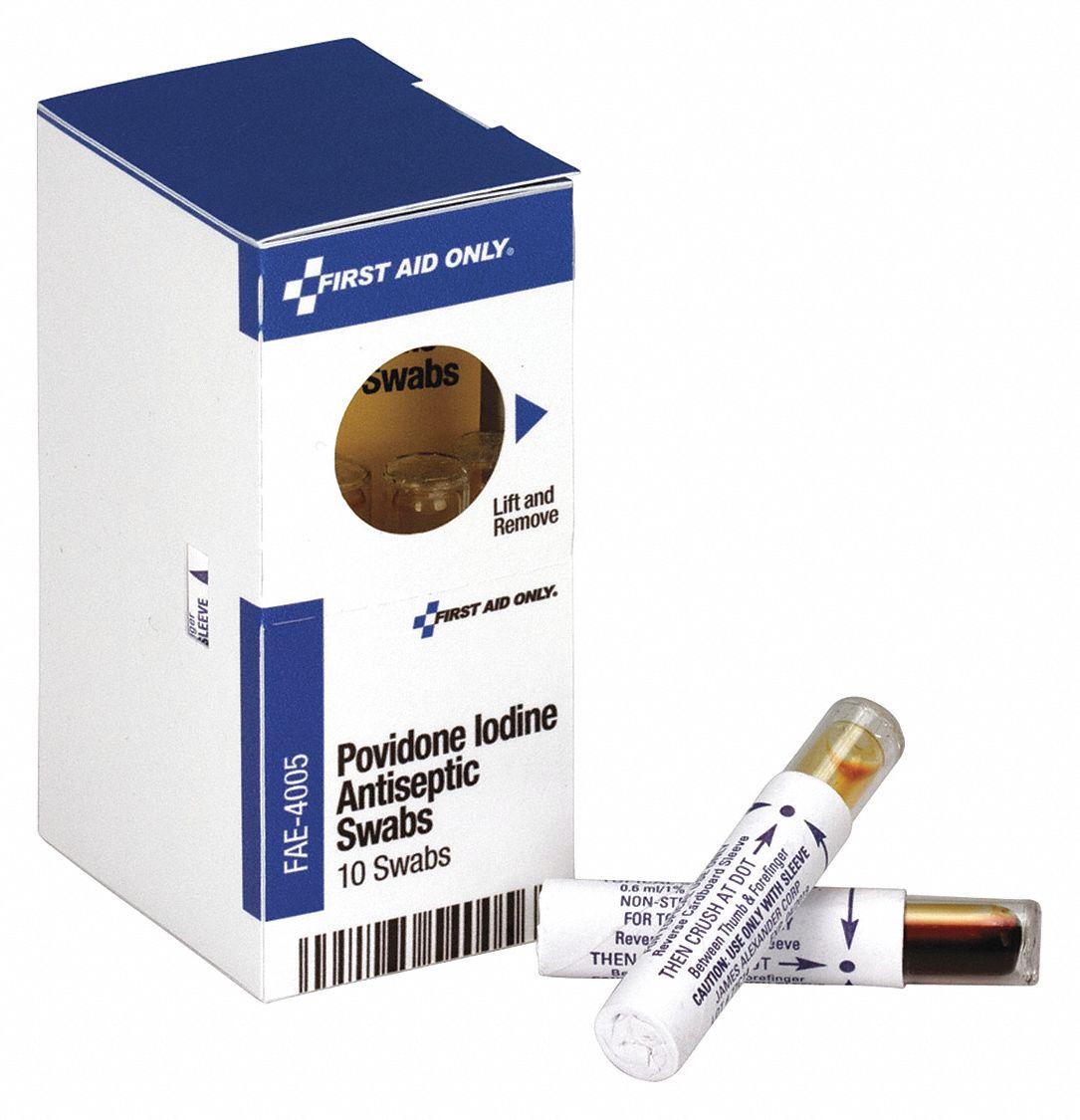 FIRST AID ONLY, Swab, Povidone Iodine, Topical Antiseptic Swab - 65DG20 ...