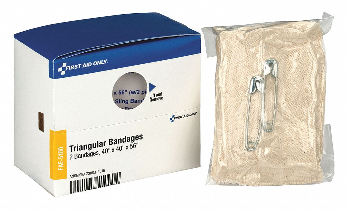 FIRST AID ONLY, 40 in Short Side Lg, 56 in Long Side Lg, Triangular ...