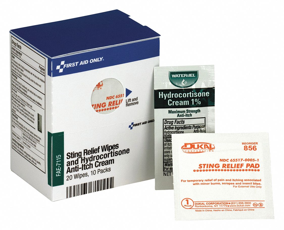 FIRST AID ONLY, Hydrocortisone Acetate, Cream/Wipes, Topical Anti-Itch ...