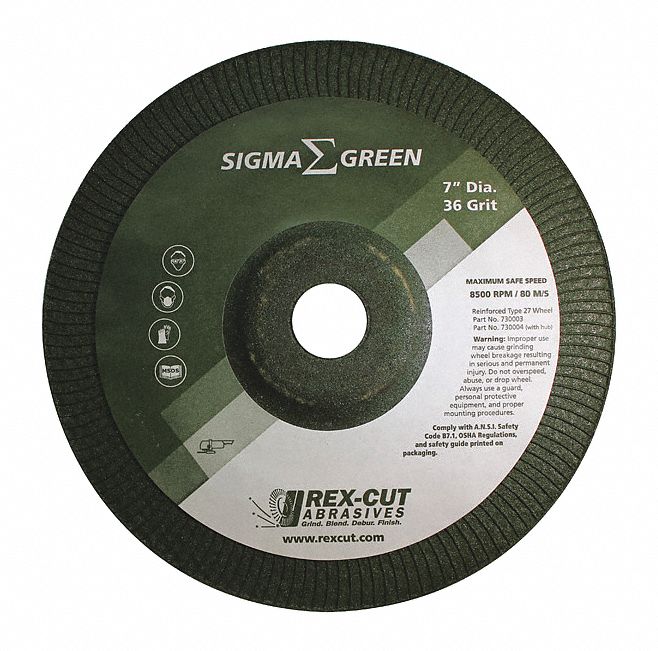 REX CUT Grinding Wheel, 7 x 7/8", 36 Grit - 65HM85|730003 - Grainger