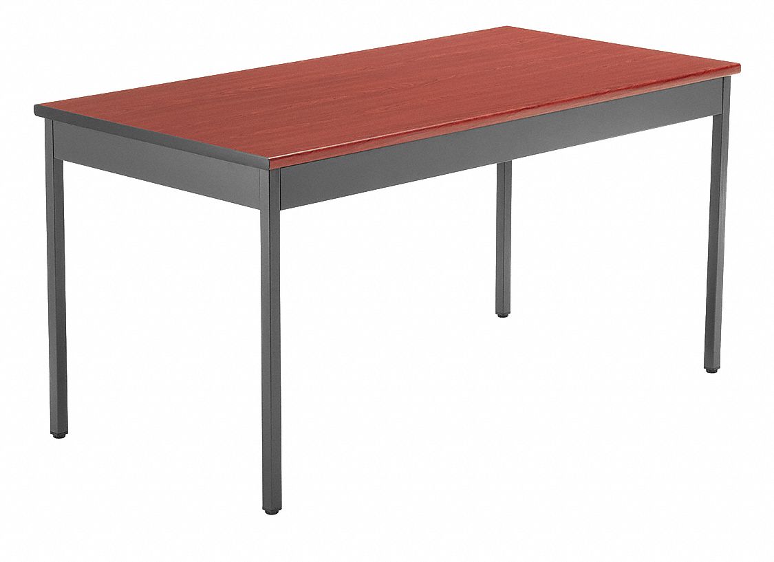 OFM INC Utility Table with Cherry Tabletop and Gray Frame 60 in x 30 in ...
