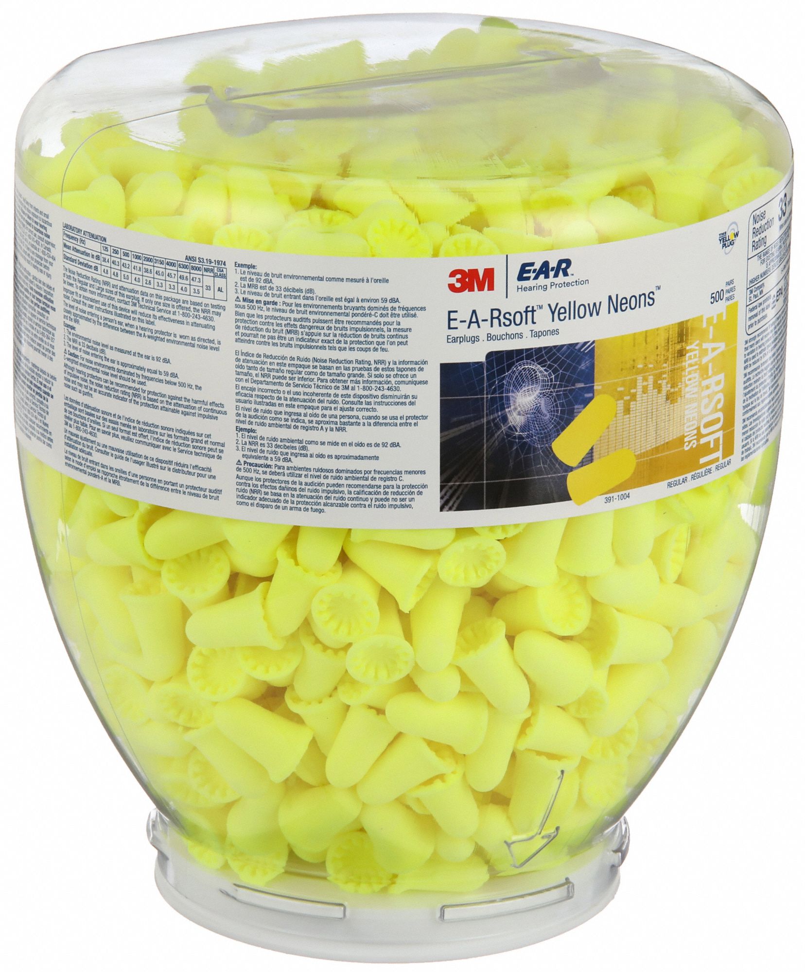 3M Ear Plug Dispensing System: Dispenser with Refill, Bullet, 33 dB NRR ...