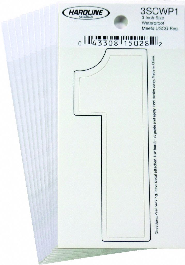 3 in Character Ht, Indoor/Outdoor, Number Sticker - 65RL19|3SCWP1 ...