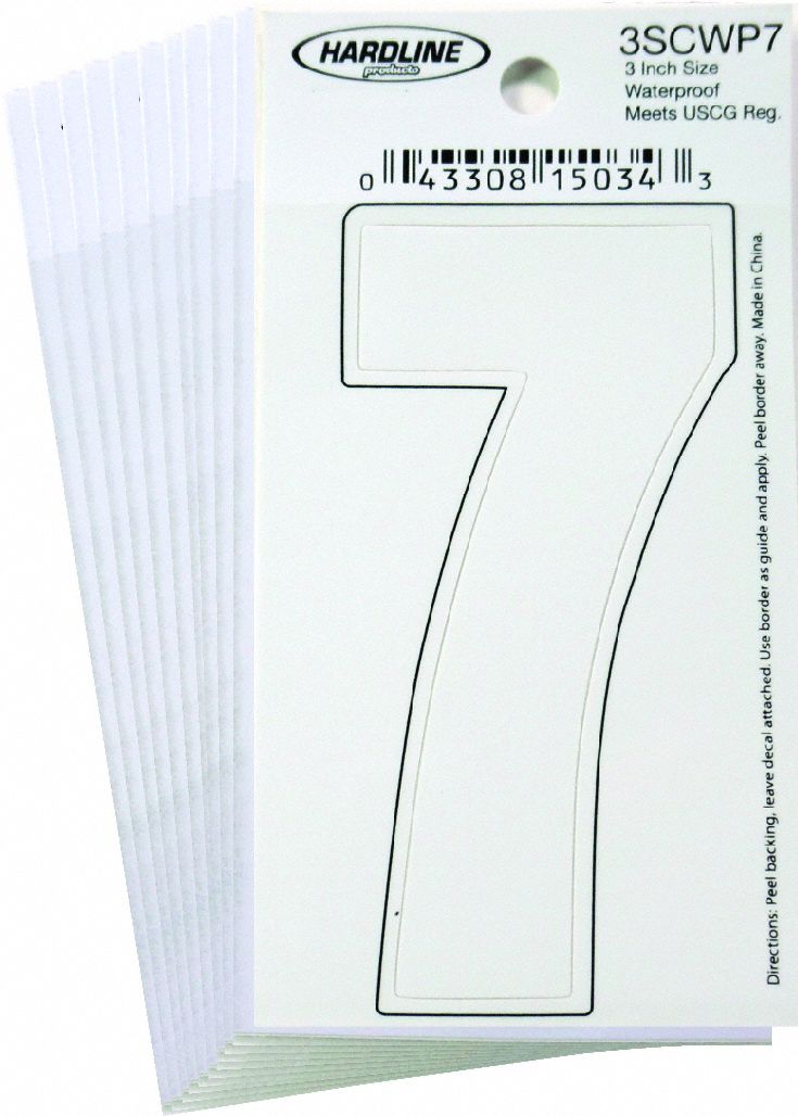 3 in Character Ht, Indoor/Outdoor, Number Sticker - 65RL25|3SCWP7 ...