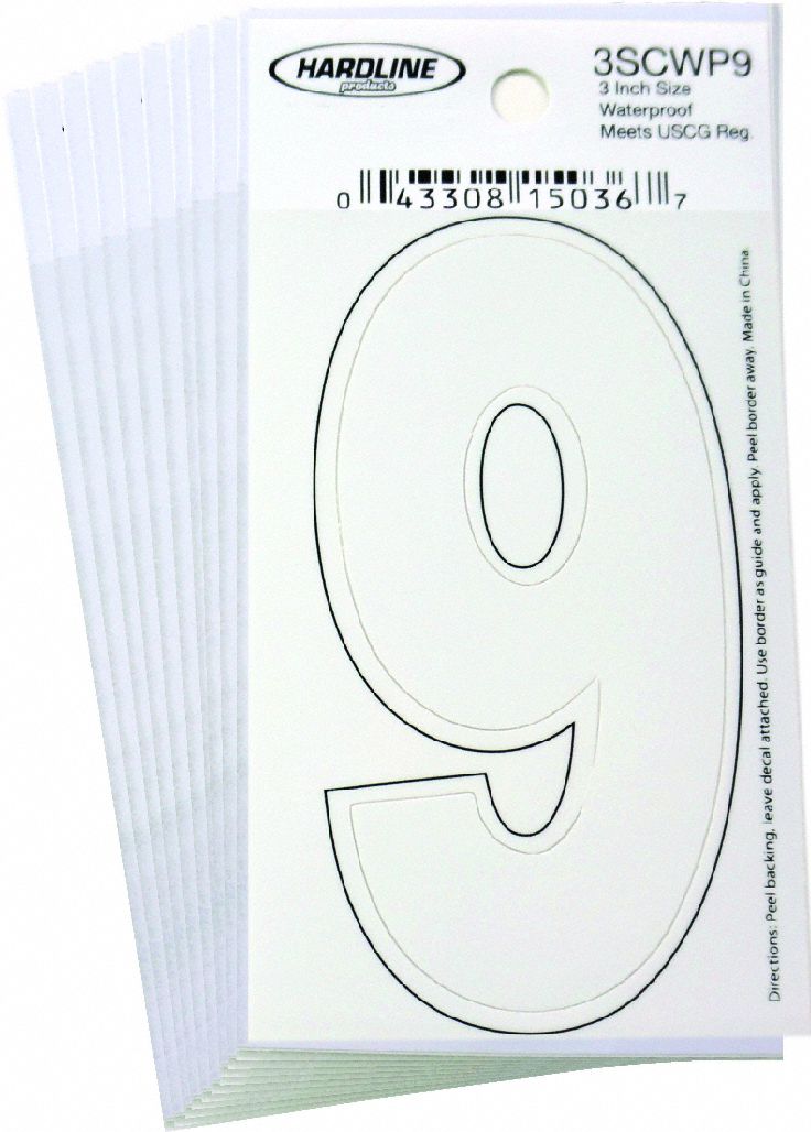 3 in Character Ht, Indoor/Outdoor, Number Sticker - 65RL27|3SCWP9 ...