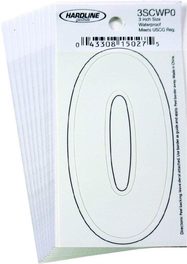 3 in Character Ht, Indoor/Outdoor, Number Sticker - 65RL28|3SCWP0 ...