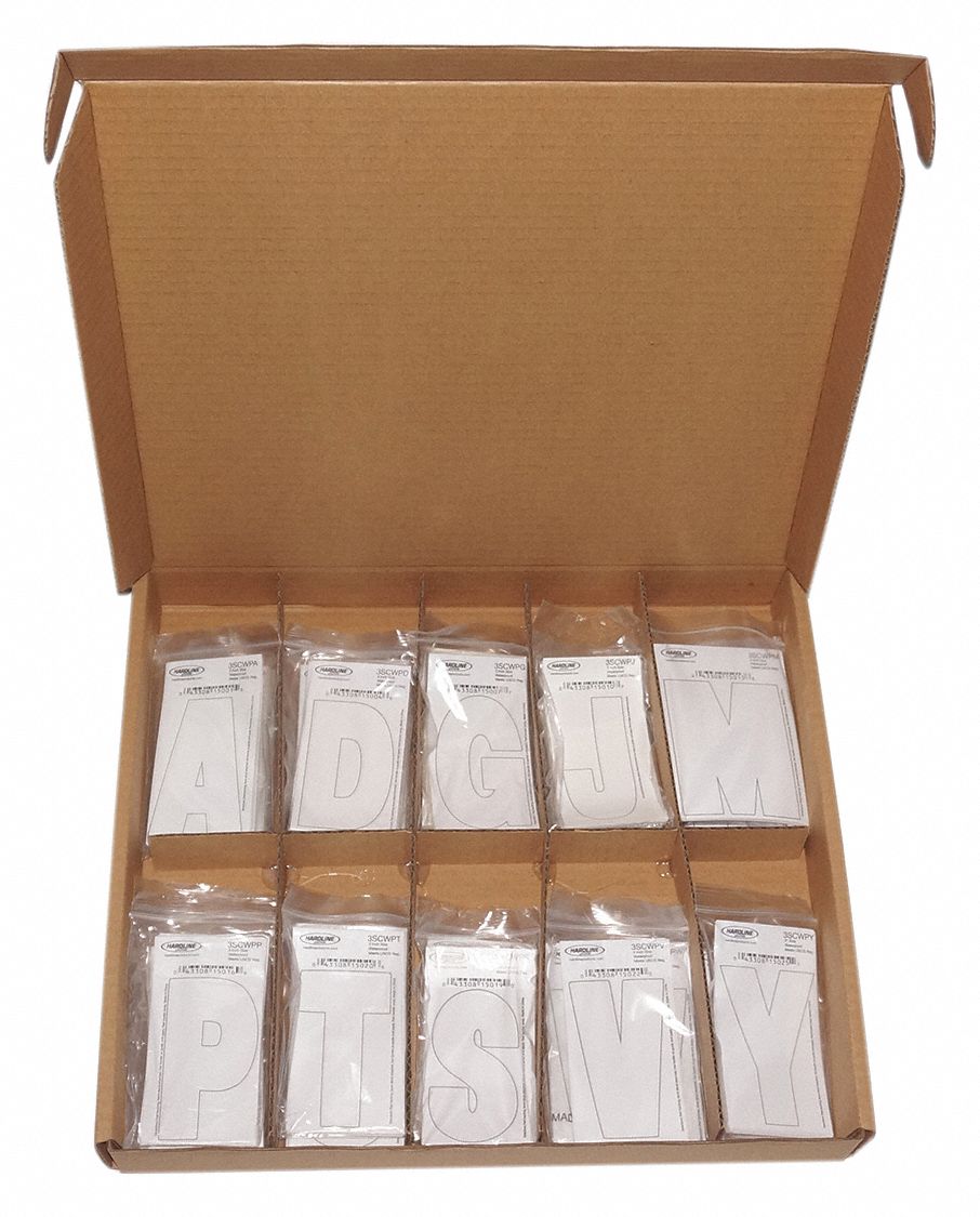 3 in Character Ht, Indoor/Outdoor, White Vinyl Letter Decal Kit ...