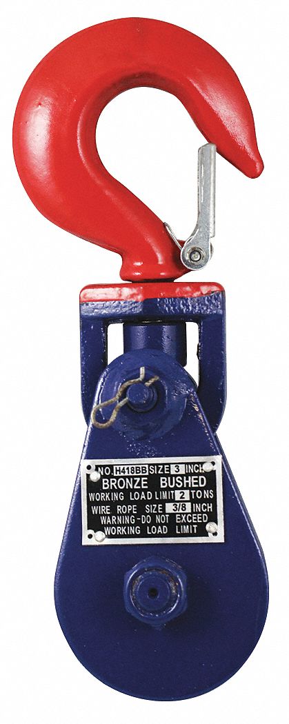 INDUSCO, Snatch Hook,Block,2T 3"3/8" W/R, Pulley Block - 65RM03 ...