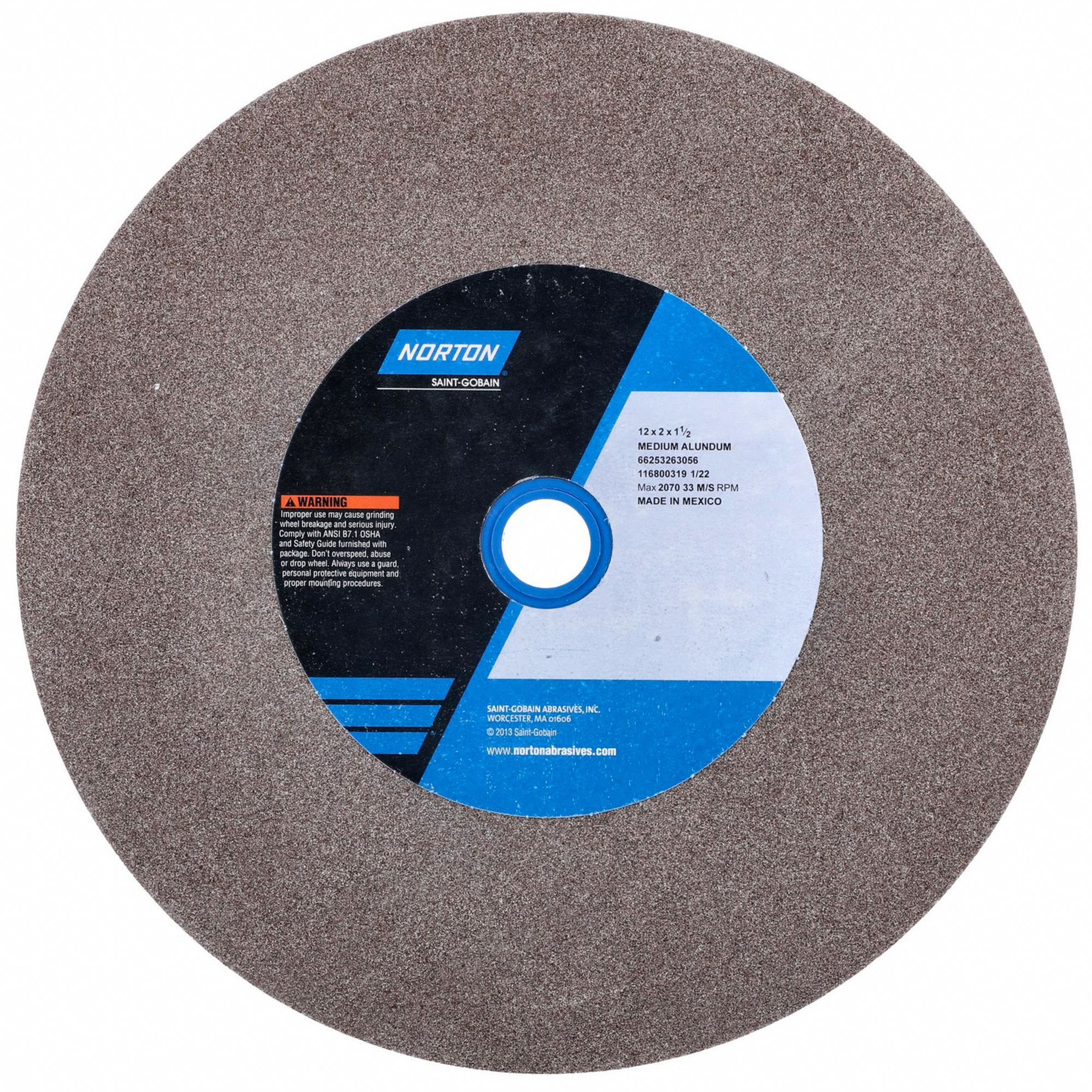 NORTON, Type 1, 12" x 2" x 1 1/2", Straight Grinding Wheel - 26ZV72 ...