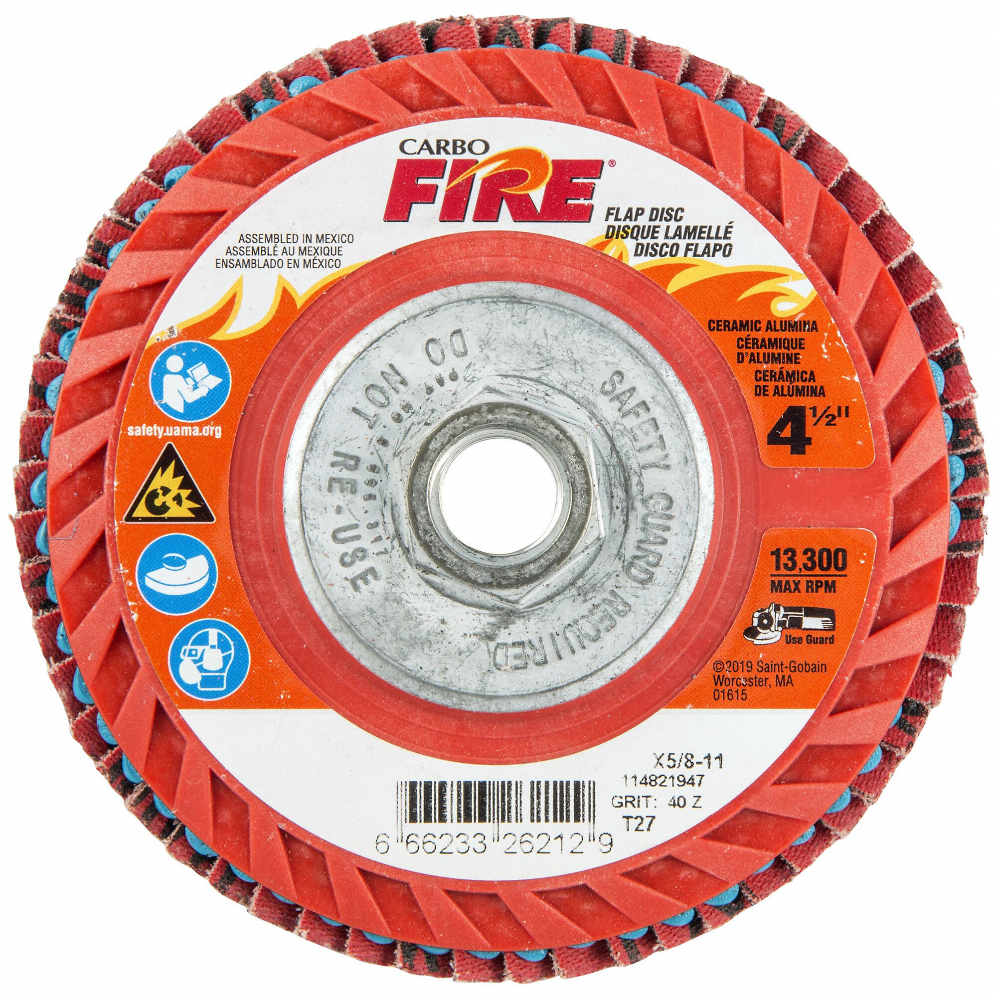 Type 27, 4-1/2" x 5/8"-11, Flap Disc - 804HY3|66623326212 - Grainger