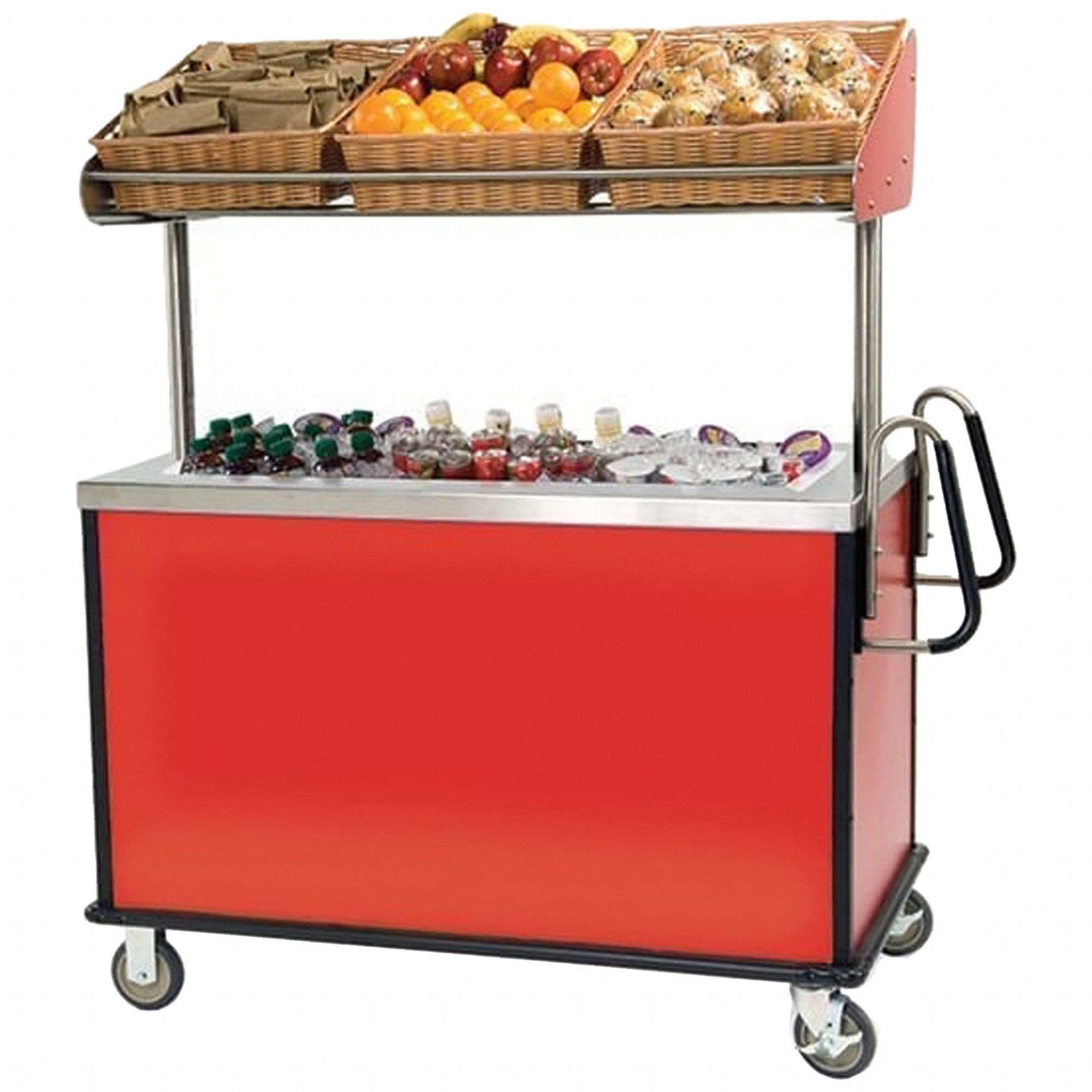 Red, 1 Compartments, Breakfast Cart - 39T784|668RD - Grainger
