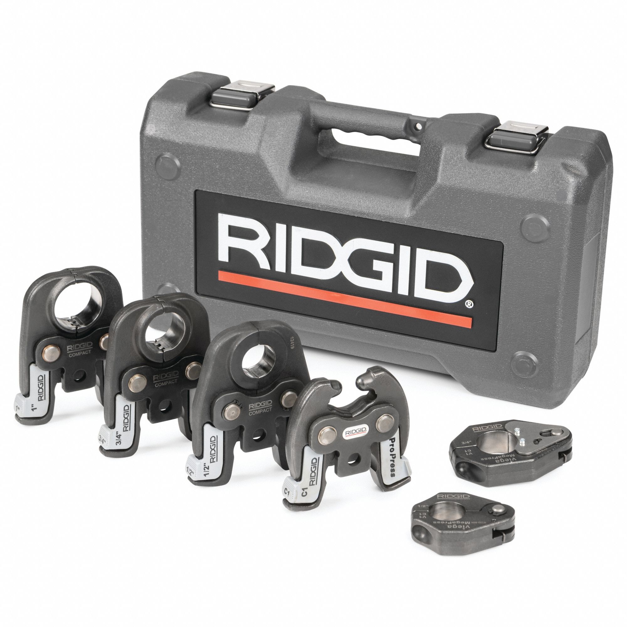 RIDGID, 1/2 in to 1 in Pipe, Black Iron/Steel, Press Tool Accessory Kit ...