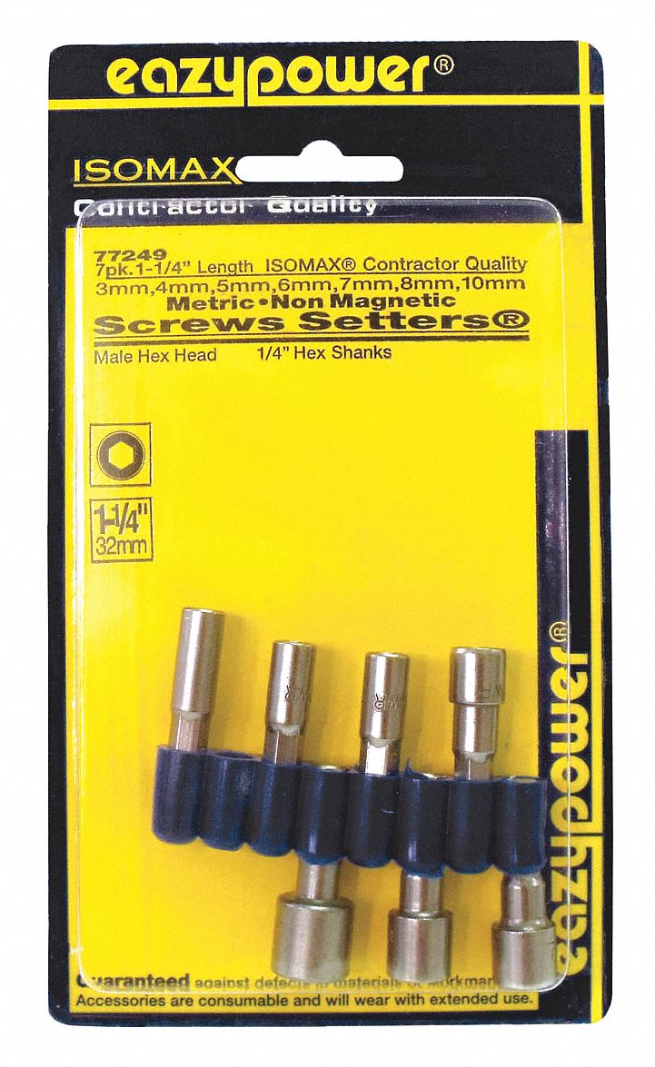 EAZYPOWER, Non-Magnetc Nut Setter Set,3-10mm,7 pcs. - 66AX35|77249 ...
