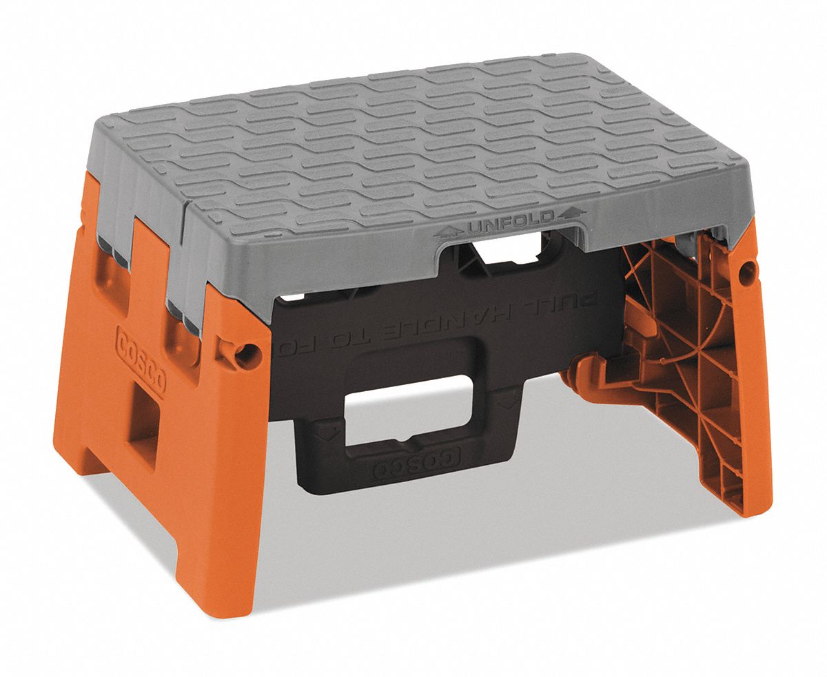 COSCO, Unassembled, One-Step Folding Step Stool - 66CU52|11903BGO1E ...