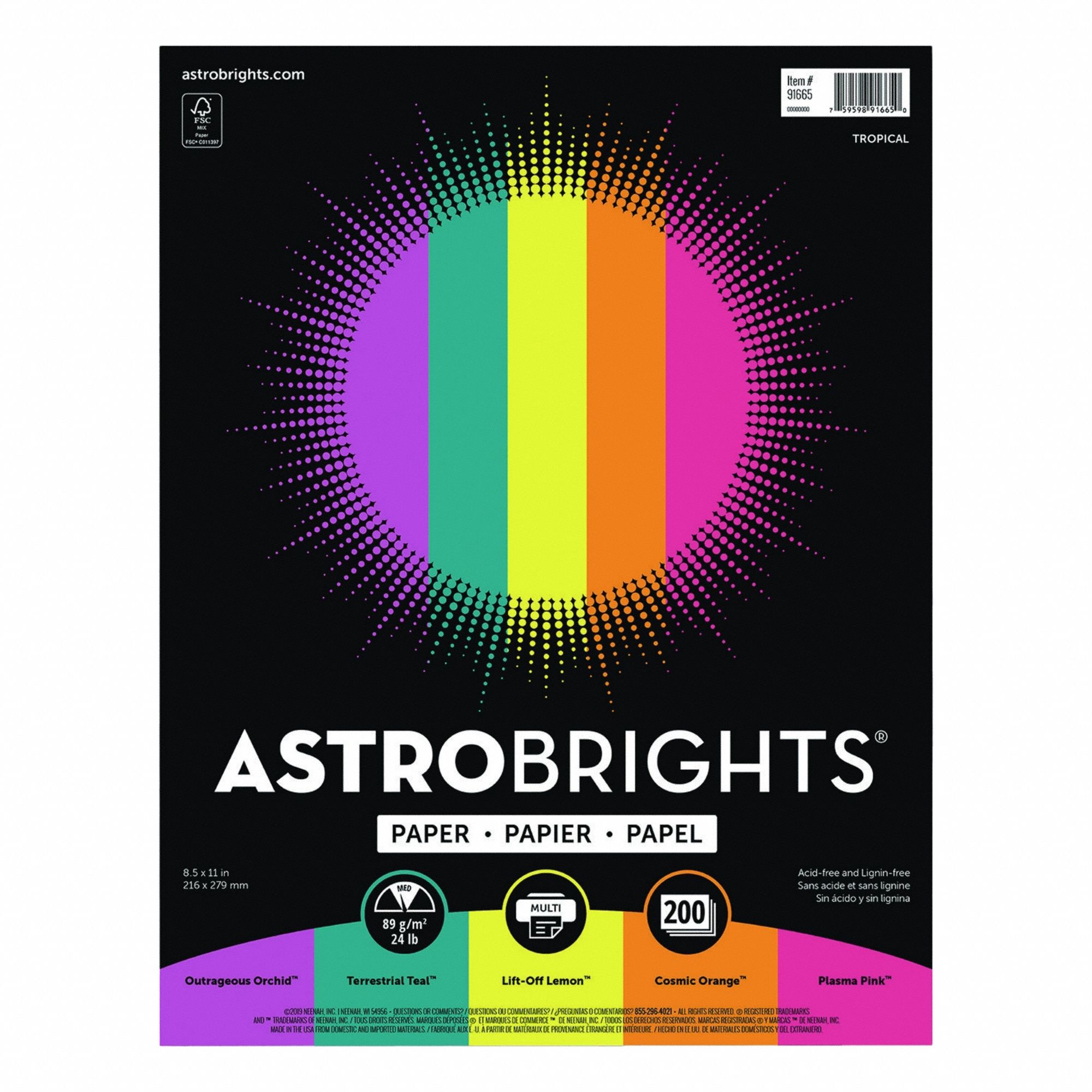 ASTROBRIGHTS, 24 lb, 8-1/2 x 11 in, Color Paper - 870VT9|91665 - Grainger