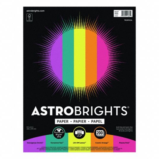ASTROBRIGHTS, 24 lb, 8-1/2 x 11 in, Color Paper - 870VT9|91665 - Grainger