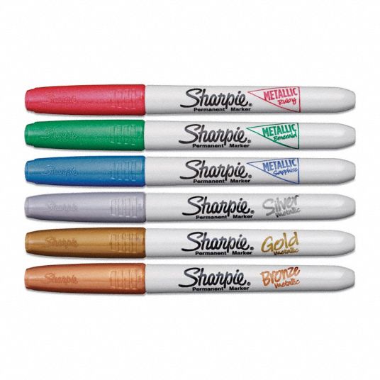 SHARPIE, Assorted, Blue/Bronze/Gold/Green/Red/Silver, Permanent Marker ...