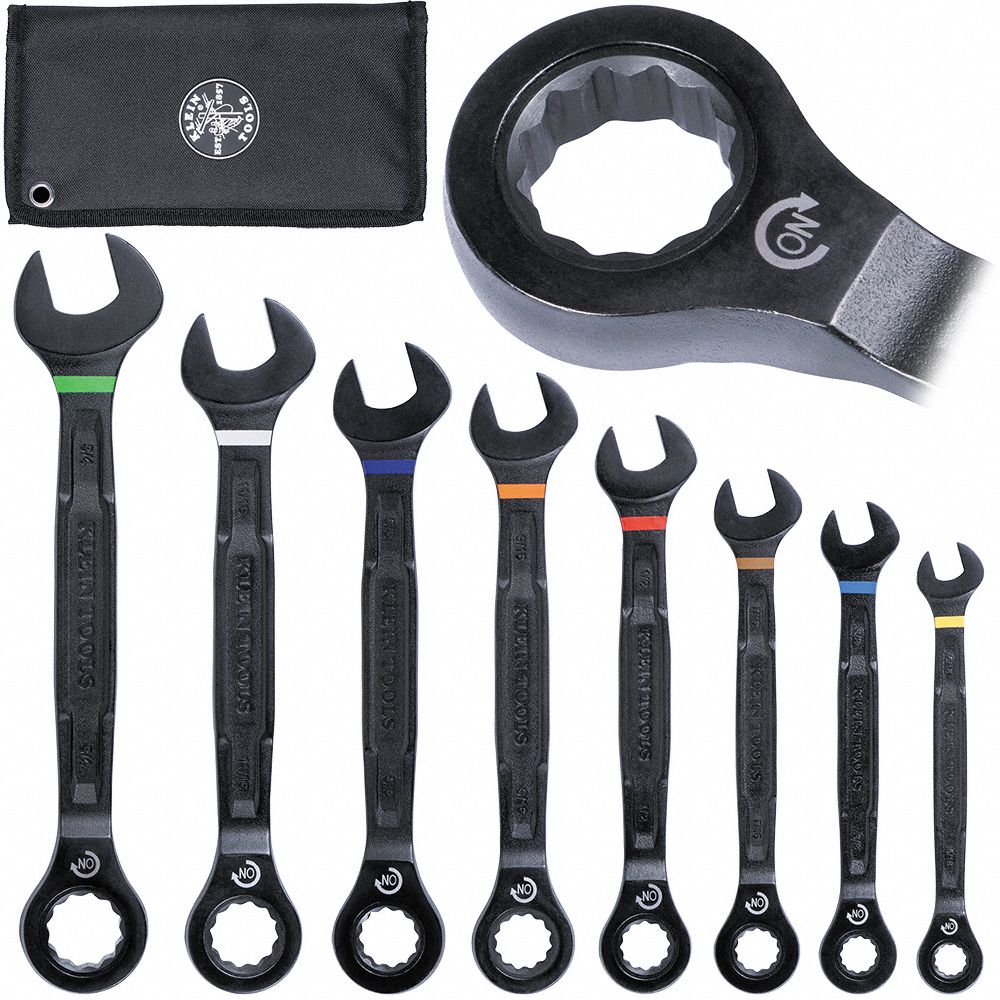 Ratcheting Wrench Set,90-Tooth,SAE,8PC - Grainger
