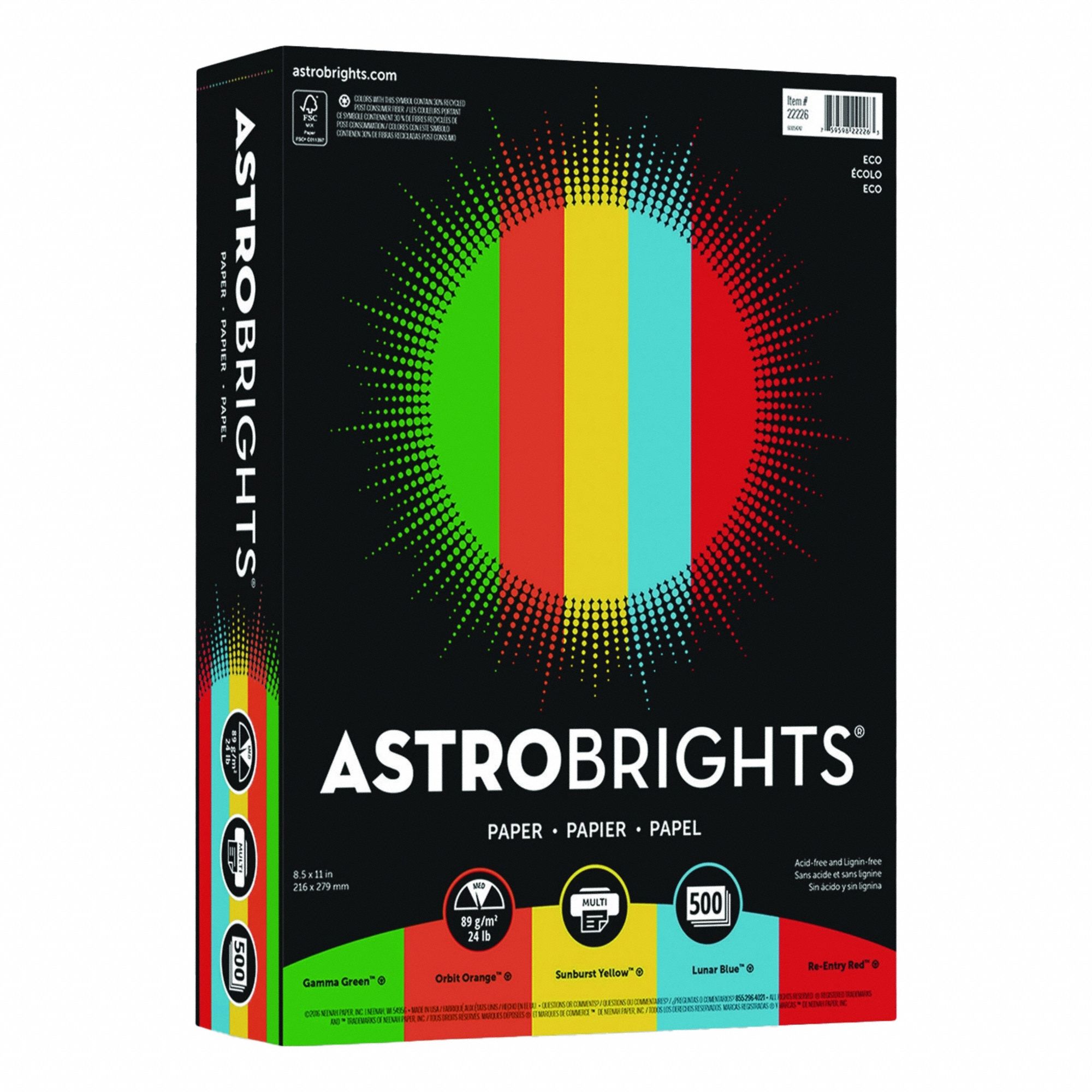 ASTROBRIGHTS, 24 lb, 8-1/2 x 11 in, Color Paper - 870VU0|22226 - Grainger