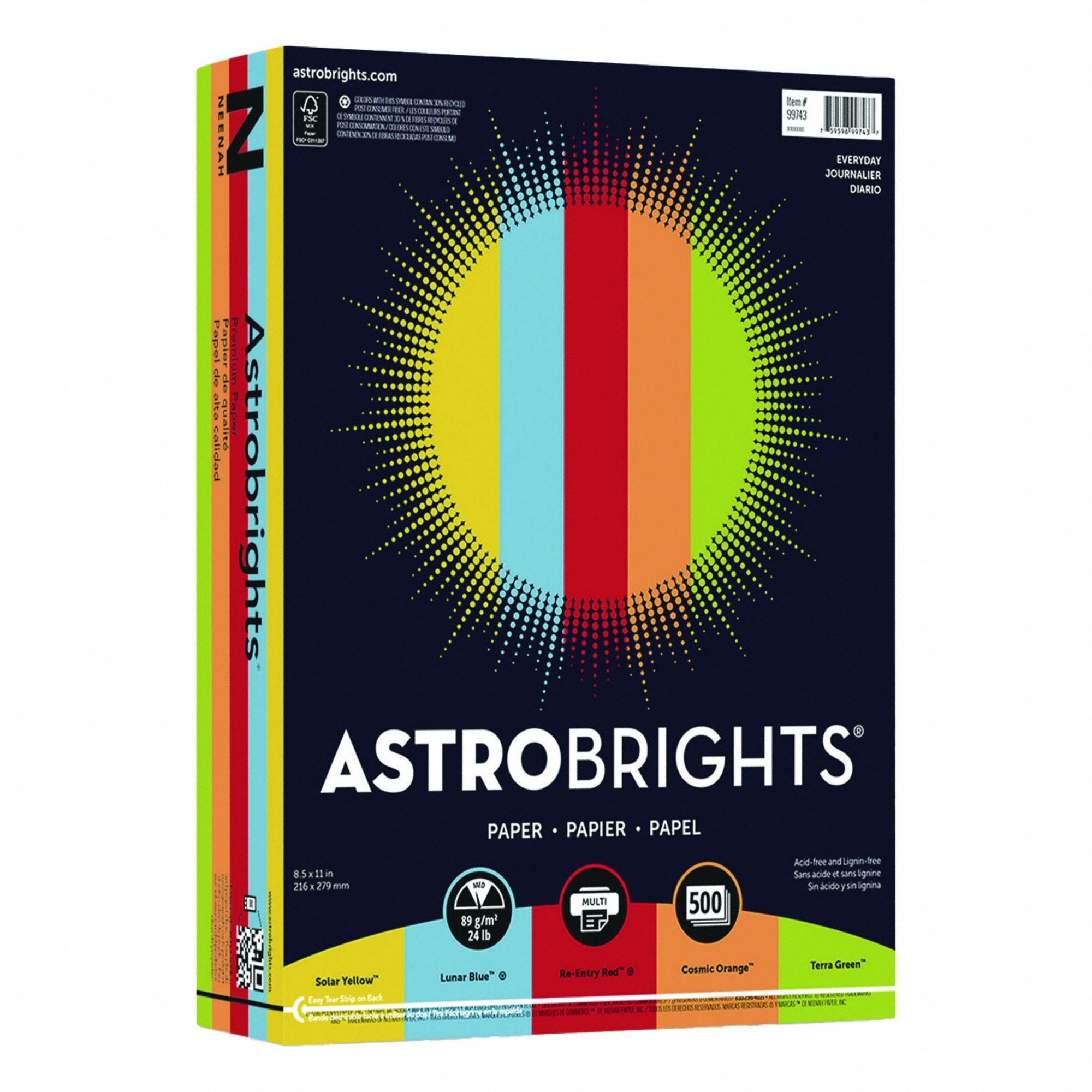 ASTROBRIGHTS, 24 lb, 8-1/2 x 11 in, Color Paper - 870VU1|99743-01 ...