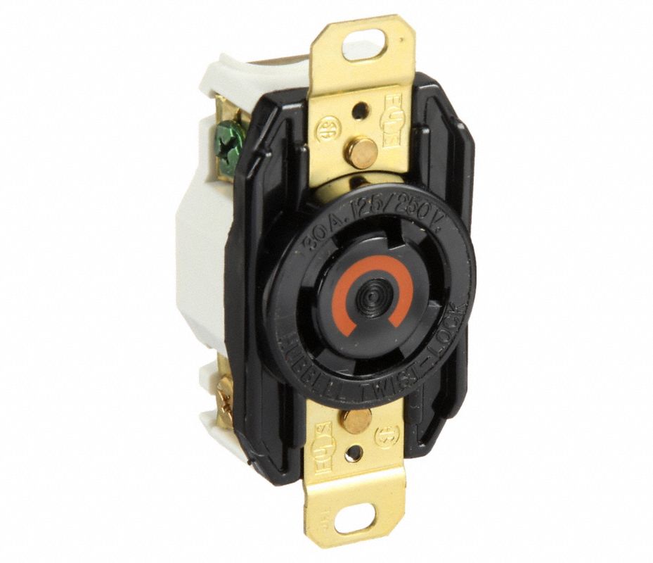 HUBBELL Receptáculo,Negro, 30 Amperes, 125/250VCA Voltaje ...