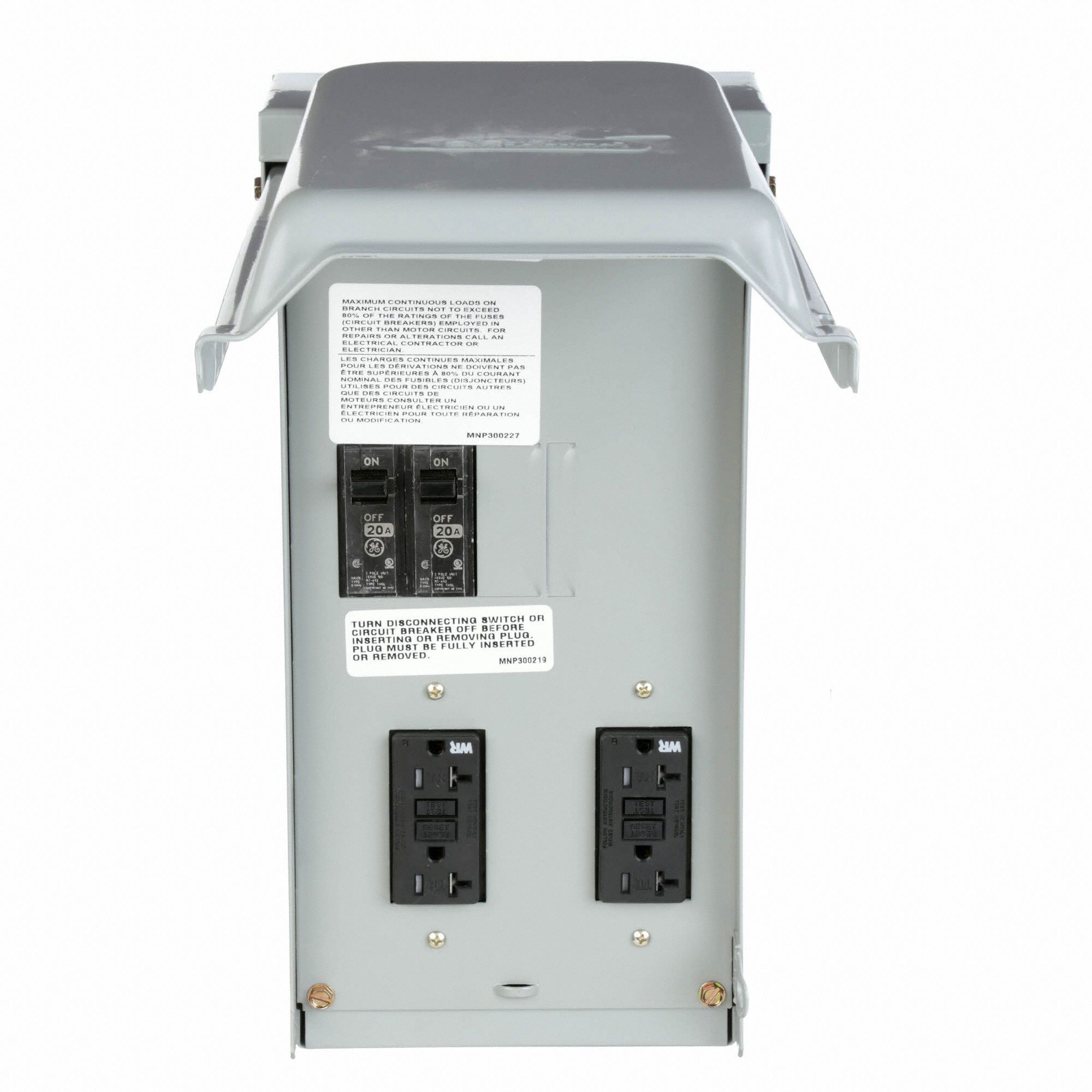 GE Unmetered Surface Power Outlet: 70 A Amps, 120/240V AC, (2) 5 ...