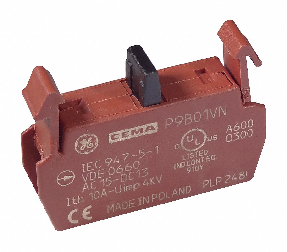 ABB Contact Block: 22 mm Size, Operator, 1NC, 10A @ 600V AC, GE C-2000 ...
