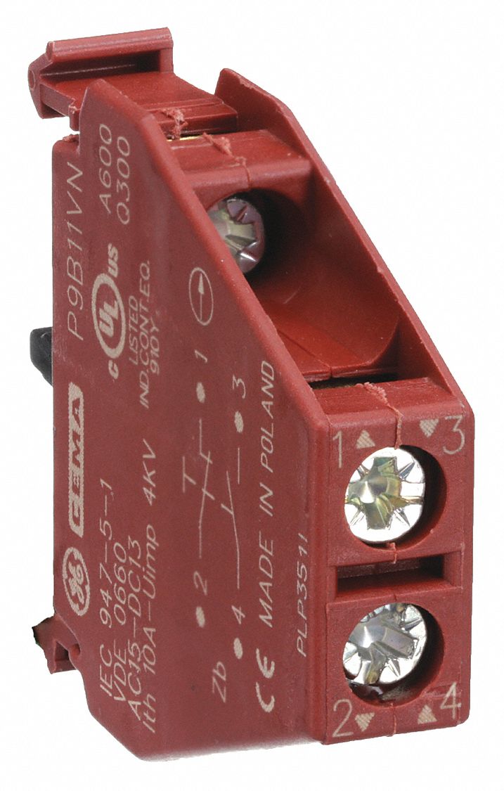 GE CONTACT BLOCK,C2000,1NC-1NO,SCREW,B - Push Button Contact Blocks ...