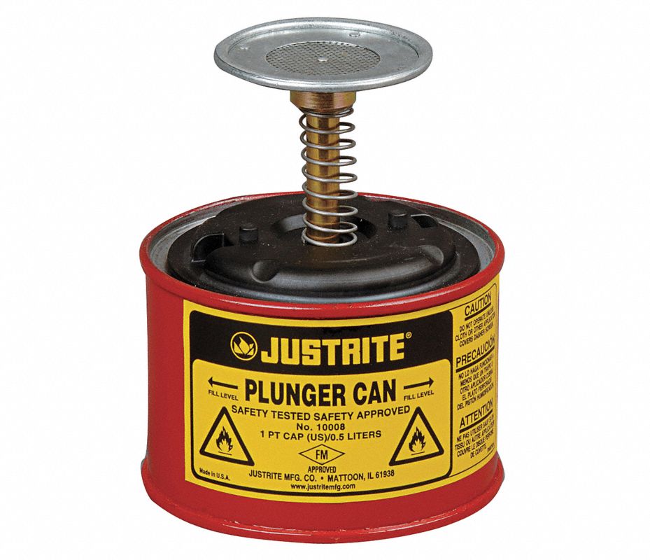 JUSTRITE Recipiente de Embolo 0.125 gal. de Acero Galvanizado Rojo ...