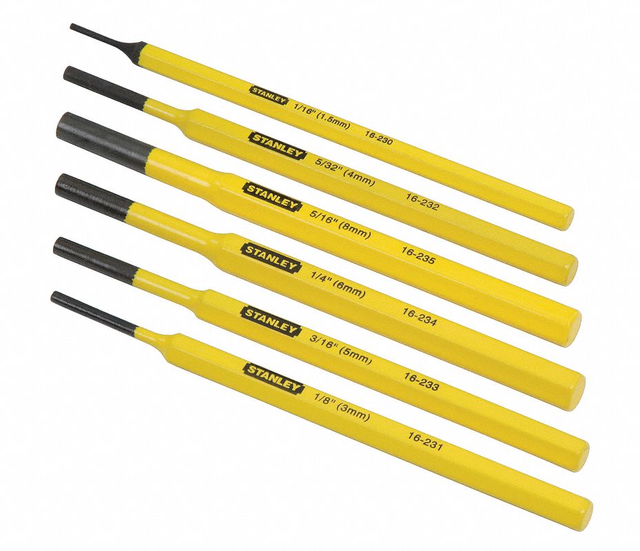 STANLEY Juego de Punzones De Punta Larga Acero Cementado 6 piezas - Juegos de Punzones y ...
