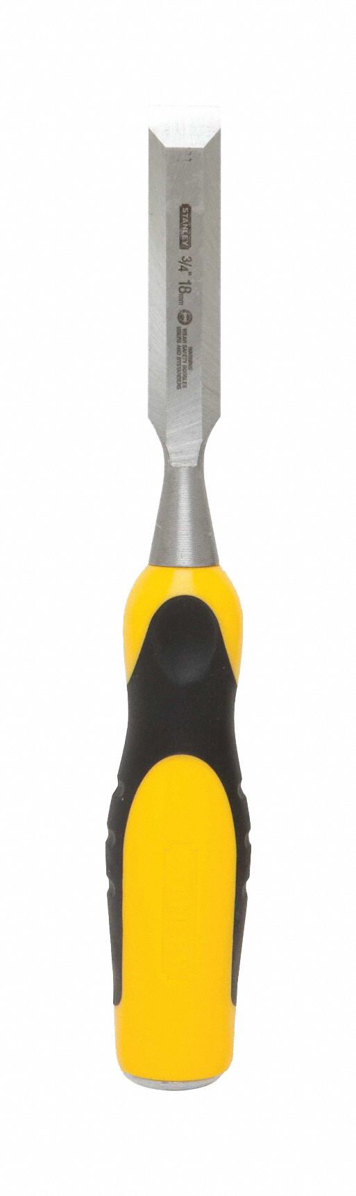 STANLEY Short Blade Chisel: Plastic, 9 1/4 in Overall Lg, 3/4 in Wd ...