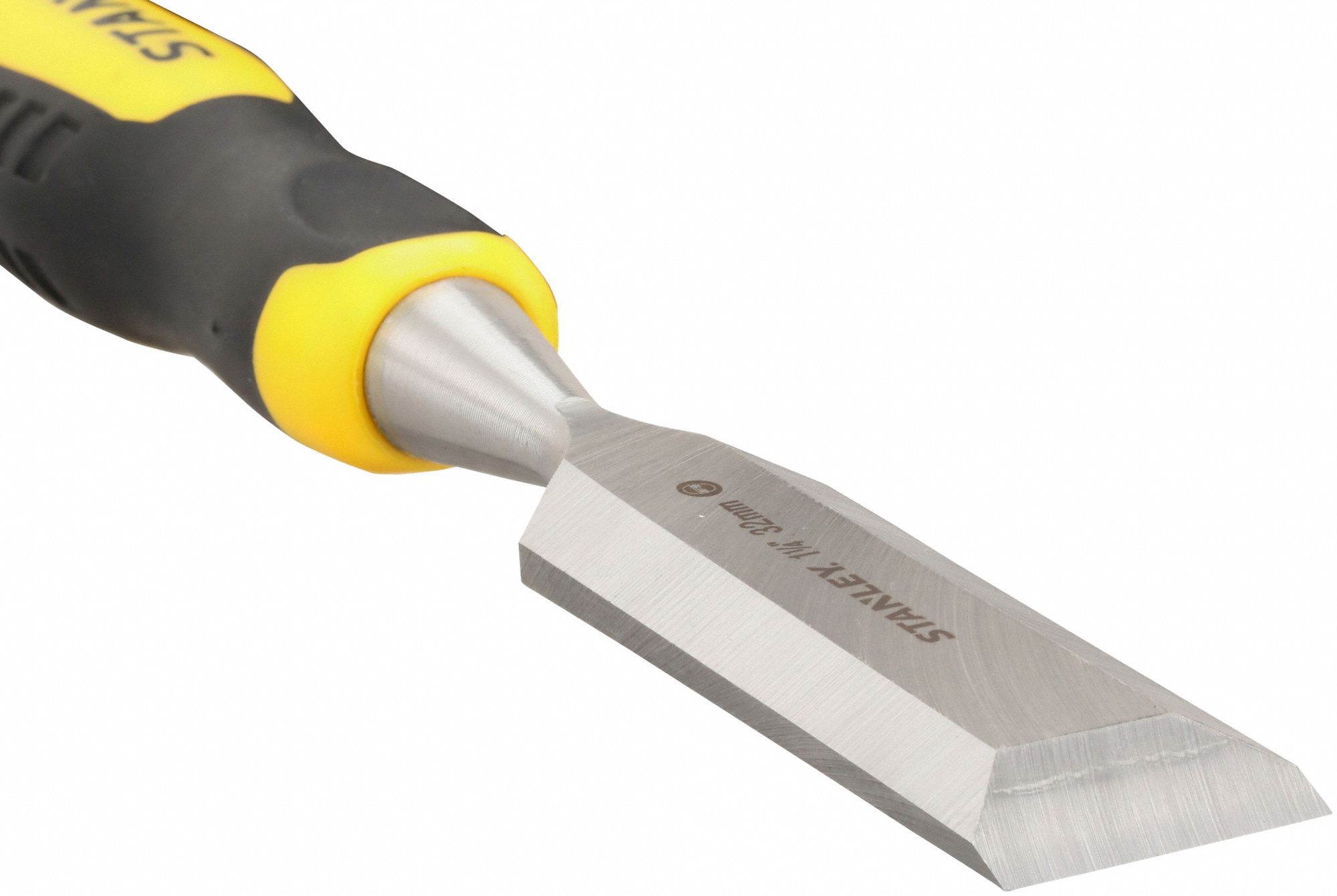 STANLEY Short Blade Chisel: Plastic, 9 1/4 in Overall Lg, 1 1/2 in Wd ...