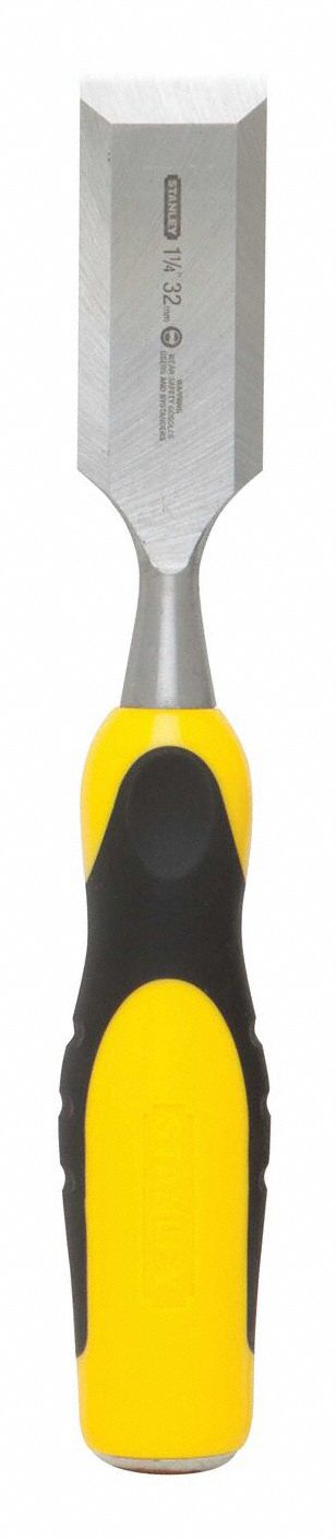 STANLEY Short Blade Chisel: Plastic, 9 1/4 in Overall Lg, 1 1/4 in Wd ...