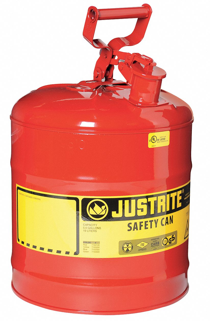 JUSTRITE, For Use With Flammables, 5 gal Capacity, Type I Safety Can ...